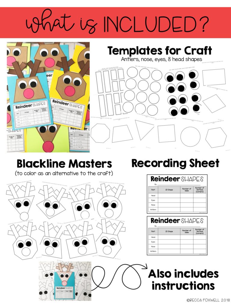 Reindeer Shapes Math Craft - Fun Geometry Practice!