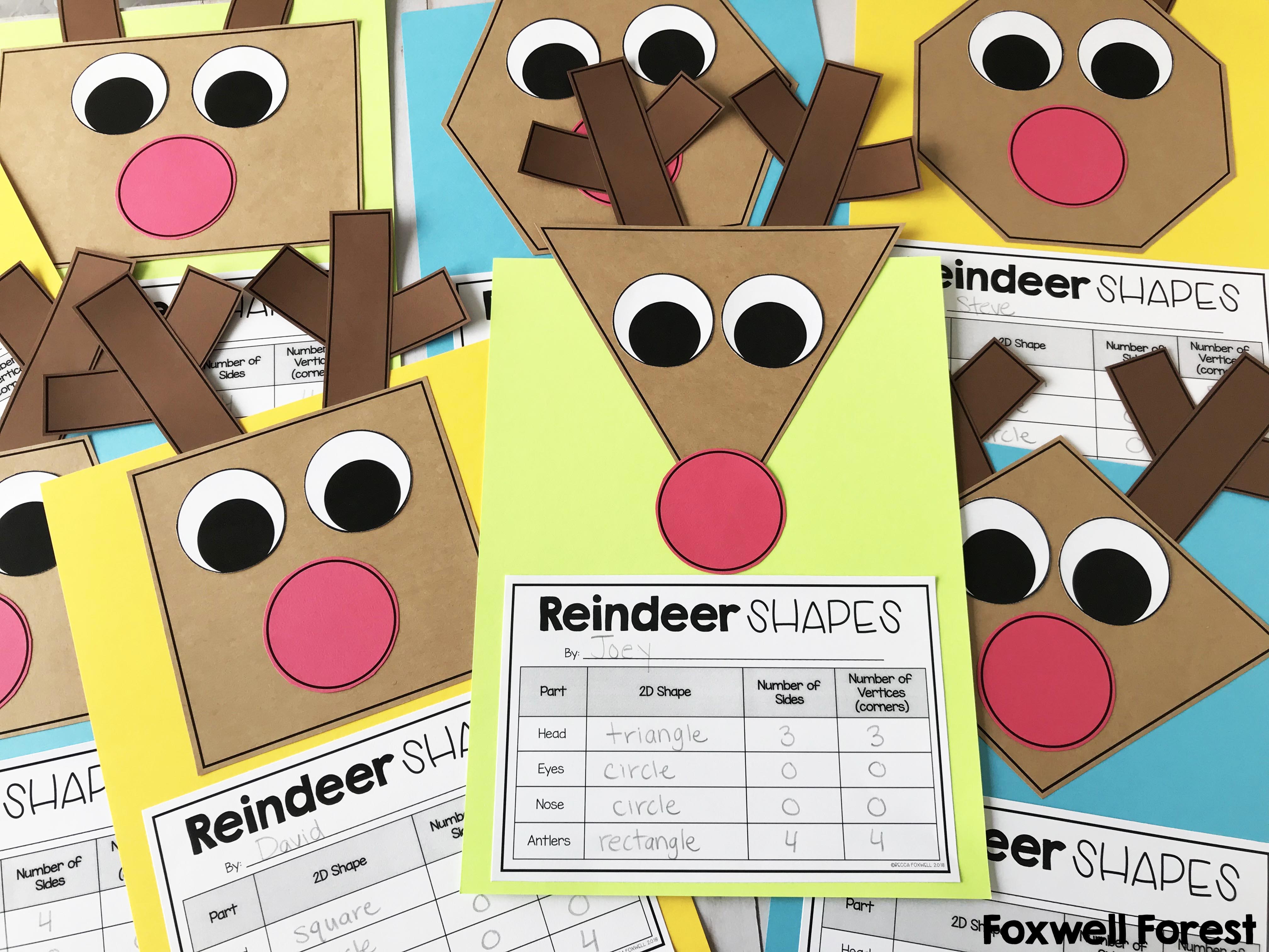 Reindeer Shapes Math Craft Fun Geometry Practice 