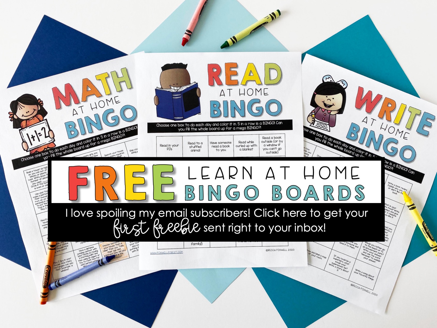 Learn at Home Bingo Boards Freebie - Foxwell Forest